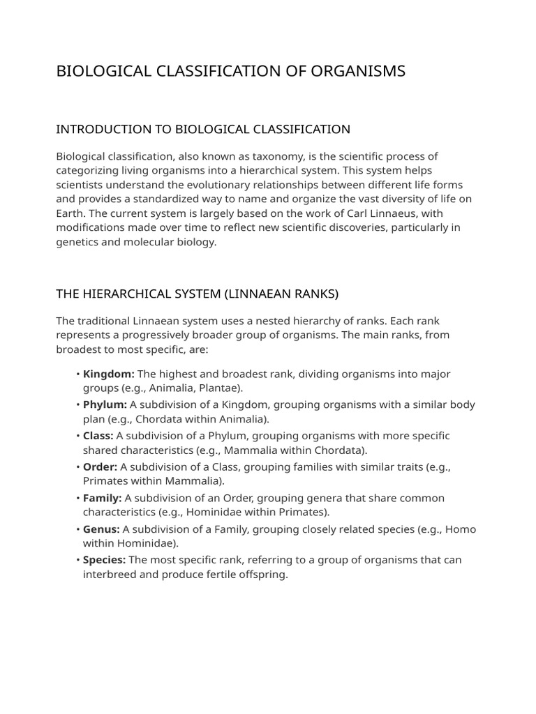 Biology Organism Classification Notes | PDF | Eukaryotes | Fungus