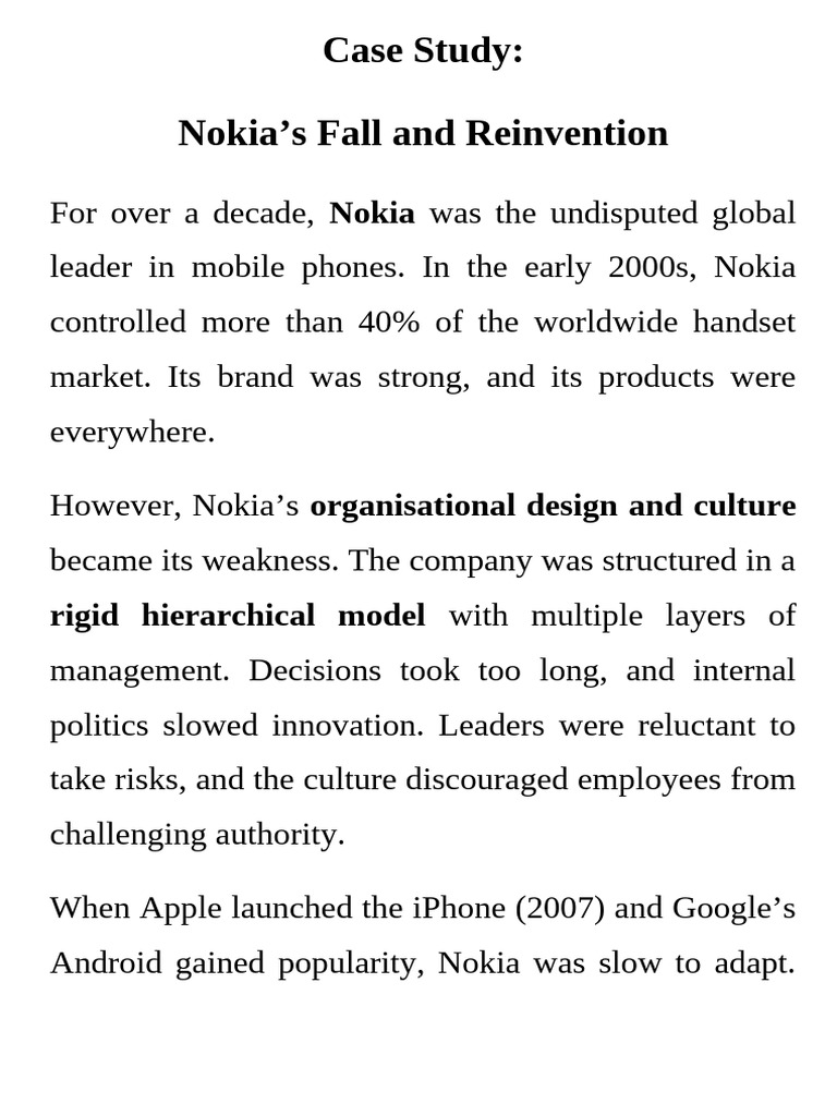 Nokia's Decline and Reinvention Insights | PDF