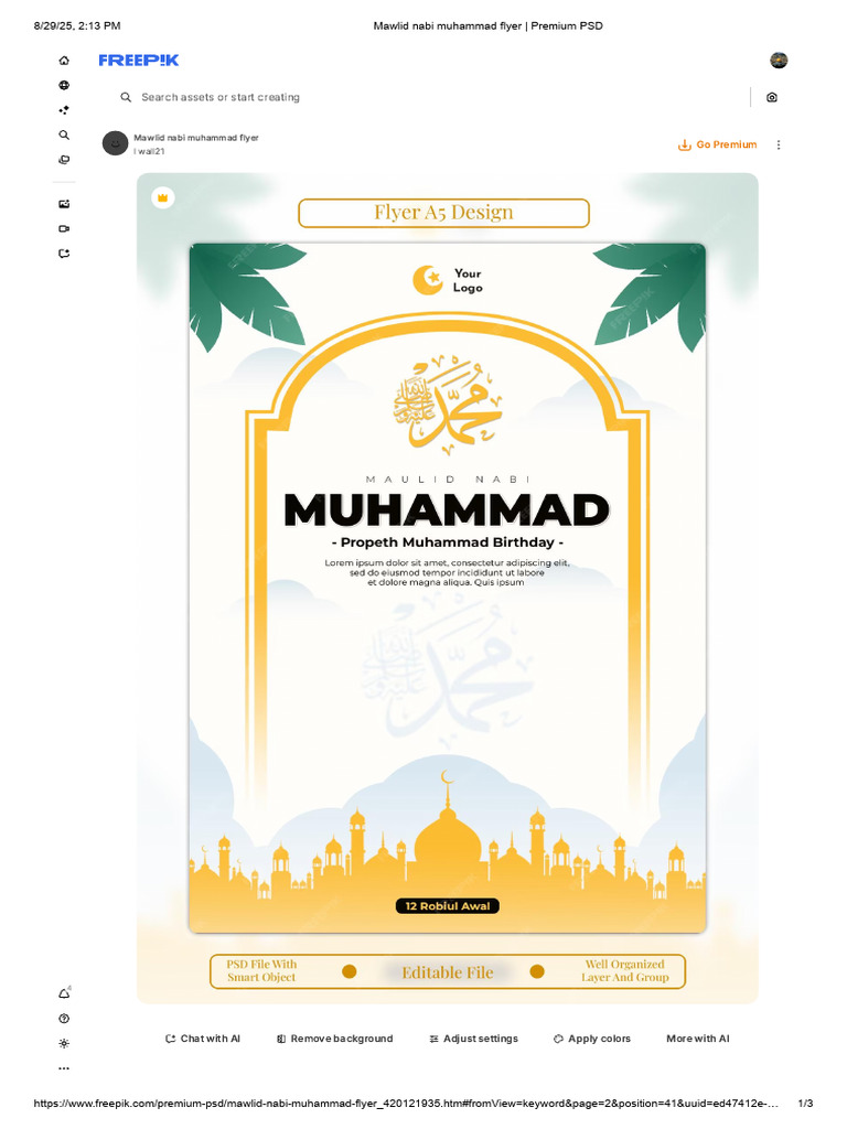 Mawlid Nabi Muhammad Flyer - Premium PSD | PDF | Adobe Photoshop | Software