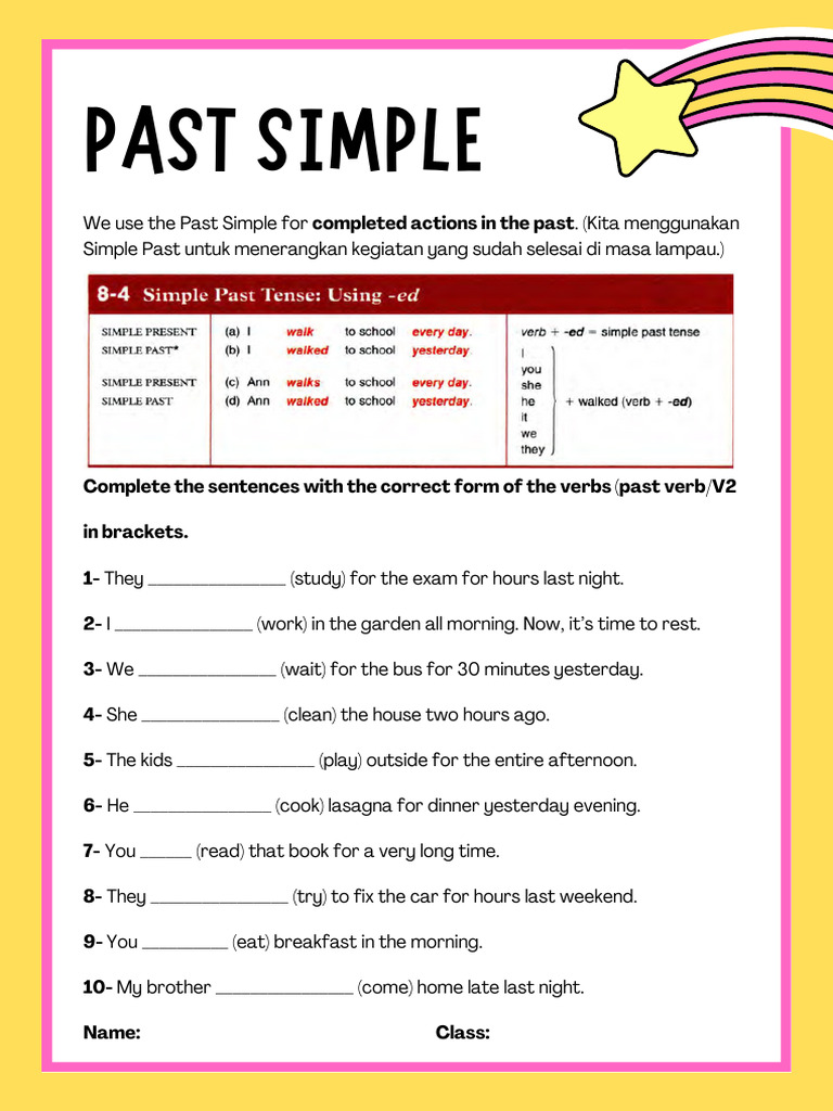 Simple Past Tense (Verb) Part 1 | PDF