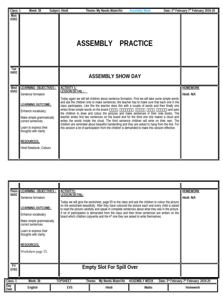 Class 1 Hindi: Sentence Formation Activities | PDF | Cultural ...