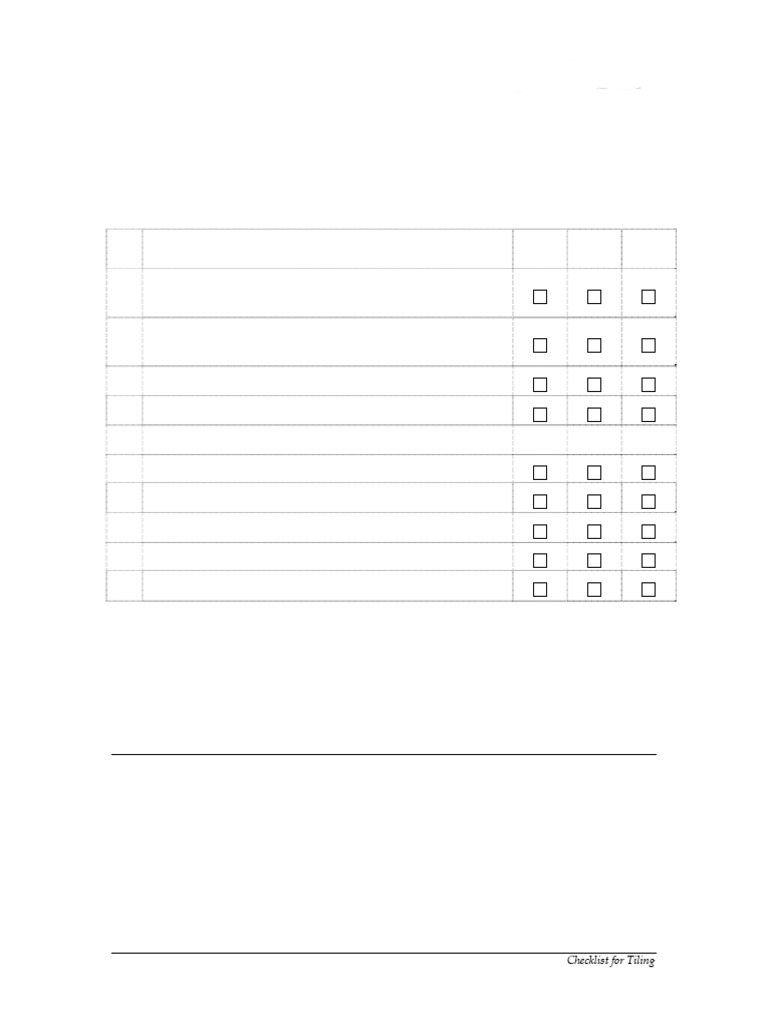 Cw024 - CHKLST - Prior Tiling | PDF