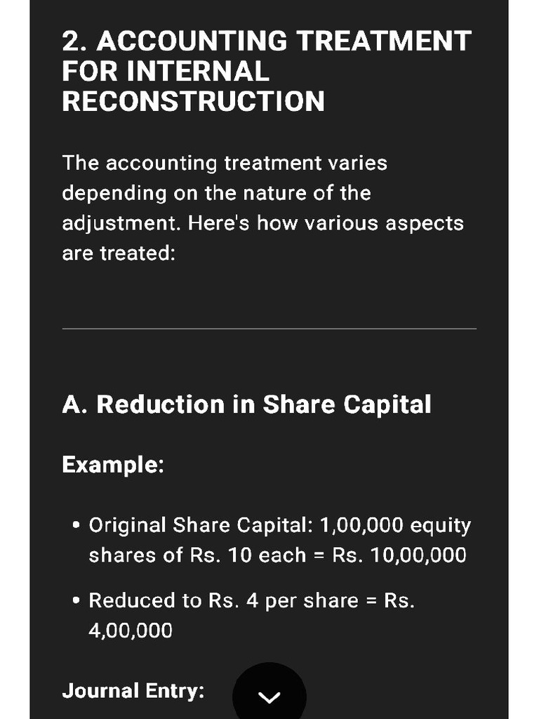 Accounting Treatment of Internal Reconstruction | PDF