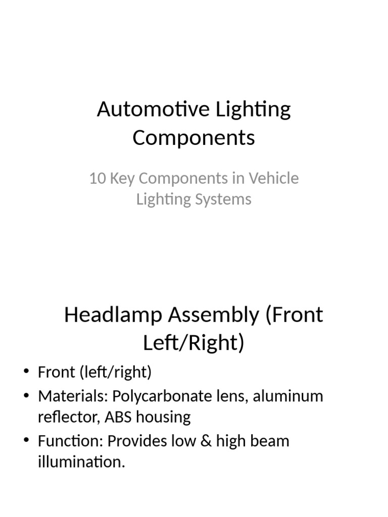 Automotive Lighting Components | PDF
