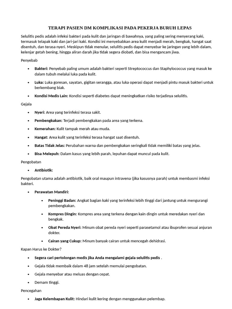 Terapi Selulitis Pedis pada Pasien DM | PDF