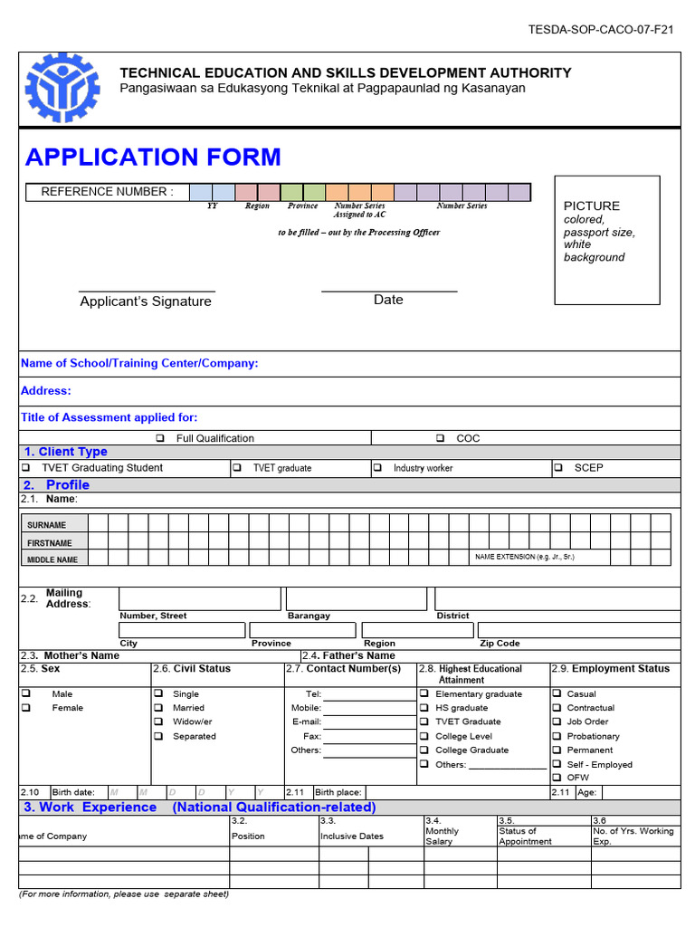 Revised Application Form | PDF