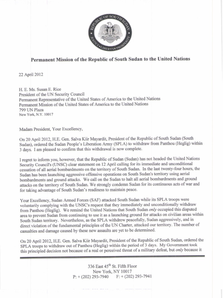 RSS Letter To UNSC 22 April 2012 | PDF | International Relations ...