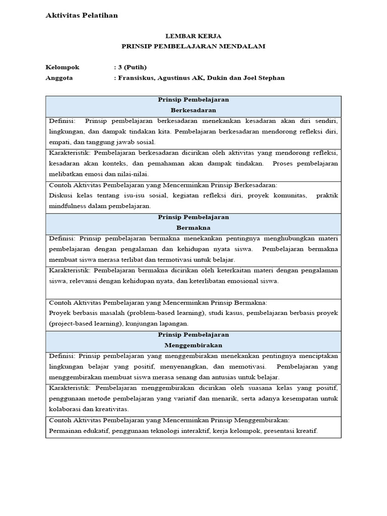 Kelompok 3 Prinsip Dan Pengalaman Belajar PM | PDF
