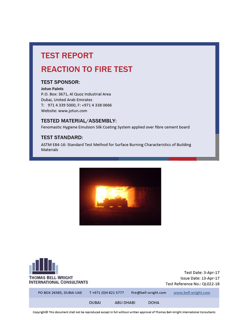 Fire Test Report for Jotun Coating System | PDF | Materials | Building ...