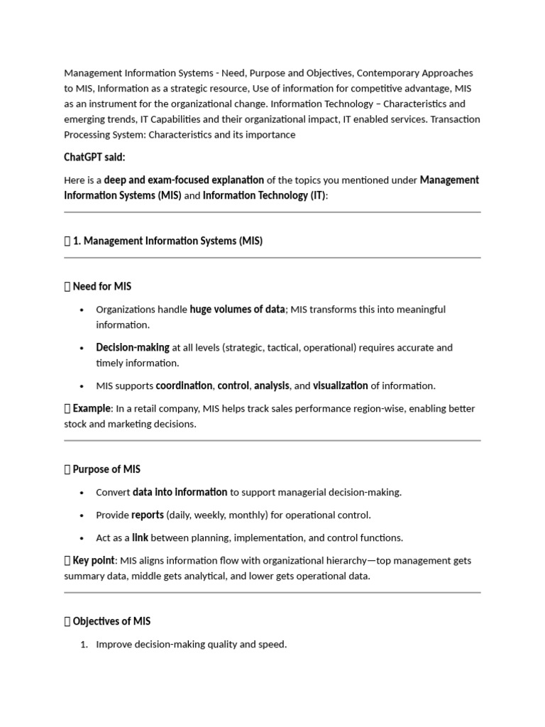 Management Information Systems Overview | PDF | Databases | Relational ...