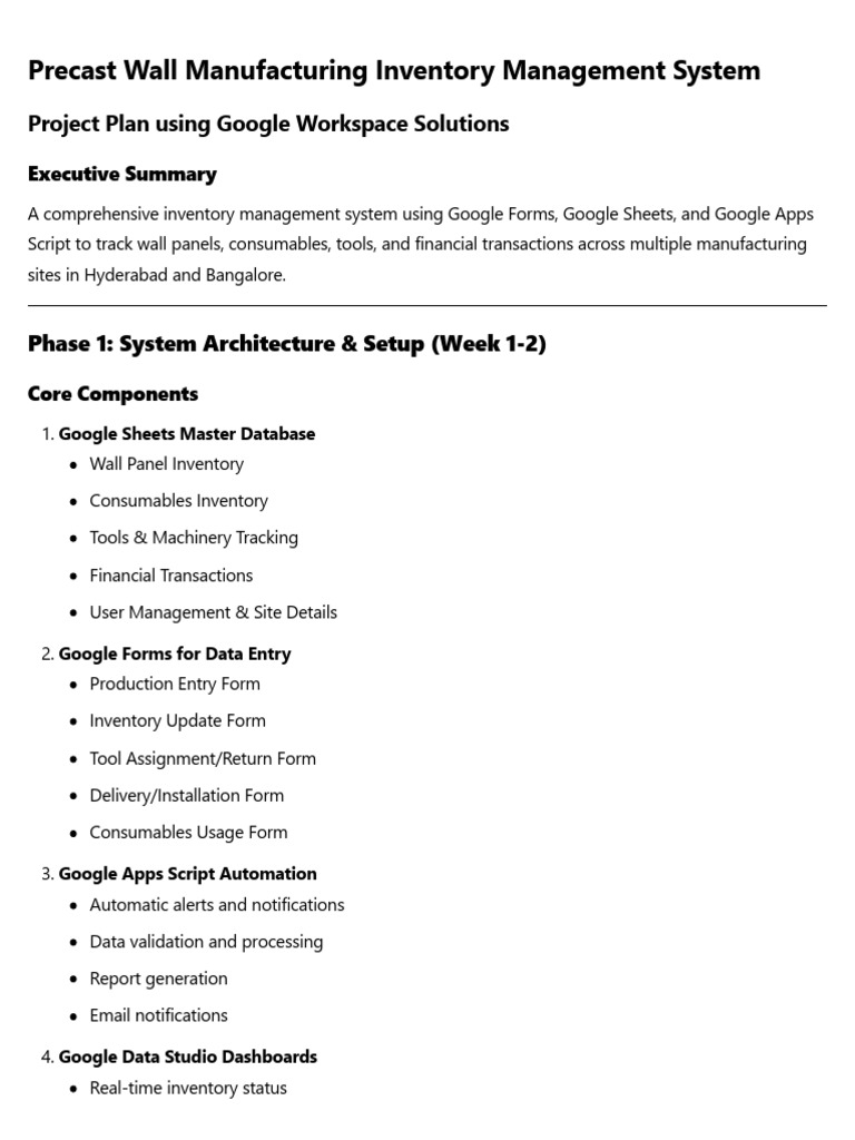 Precast Wall Inventory Management System | PDF | Inventory | Business