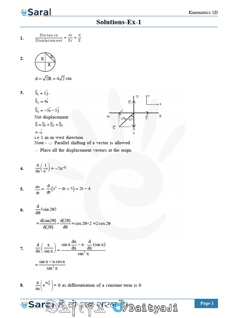 Sheet Solutions Kinematics 1D V2.2 | PDF | Acceleration | Velocity