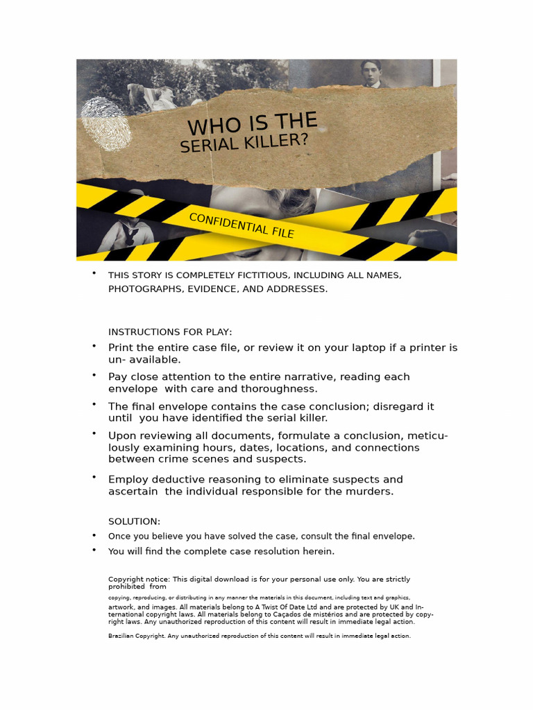 Solve the Serial Killer Mystery | PDF | Forensic Science | Crime Scene