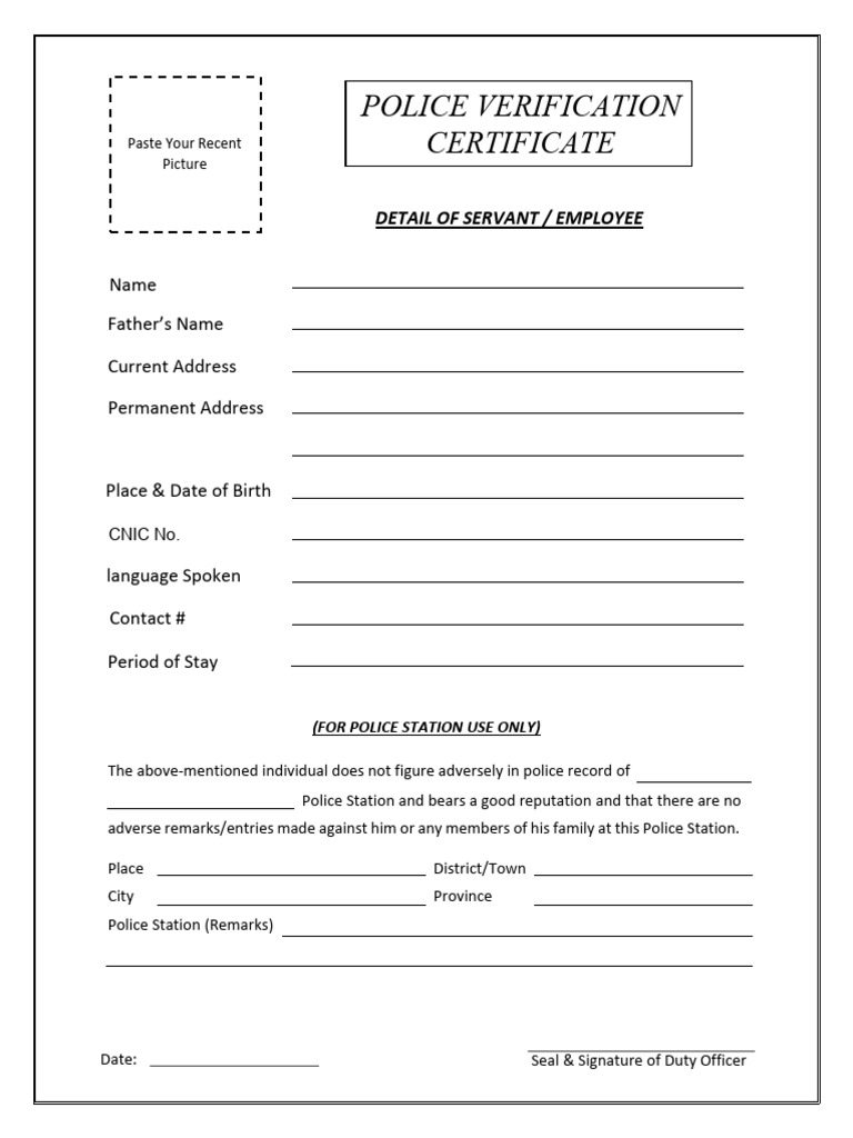 Police Verification Certificate | PDF