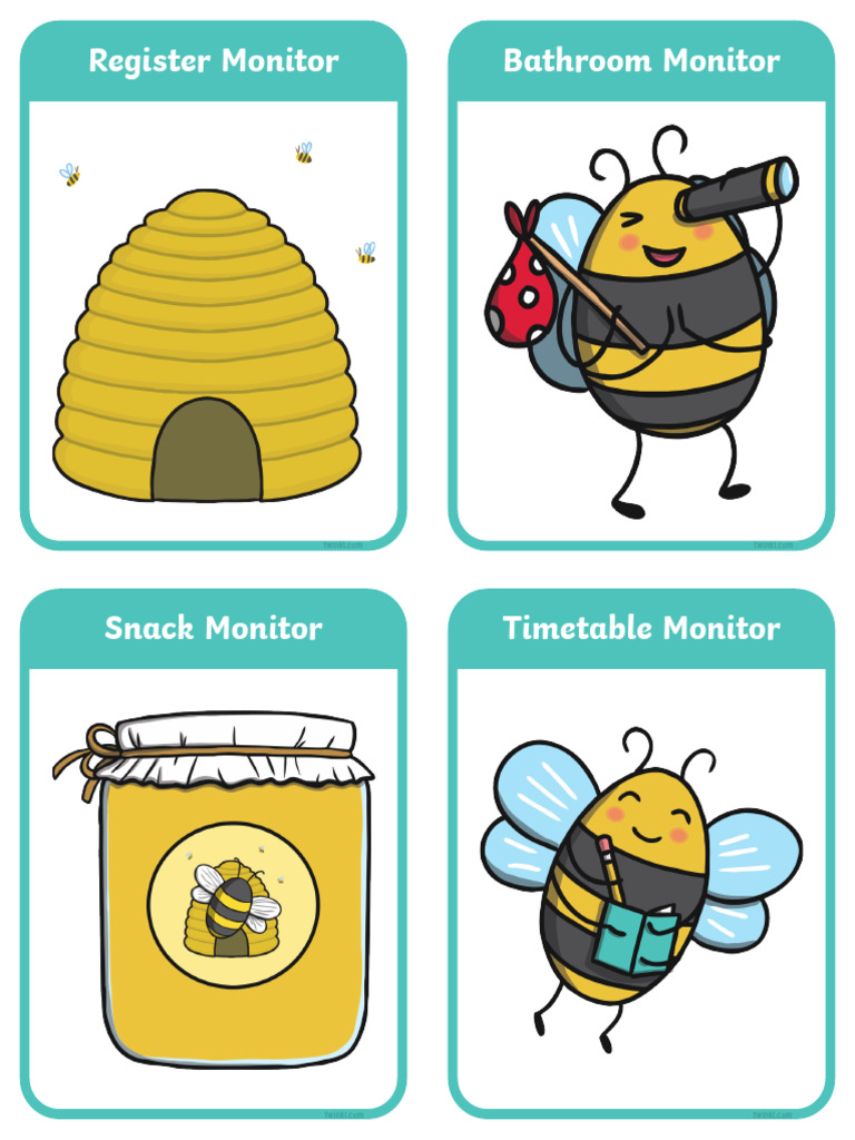 T C 8072 Bees Classroom Jobs Cards - Ver - 2 | PDF