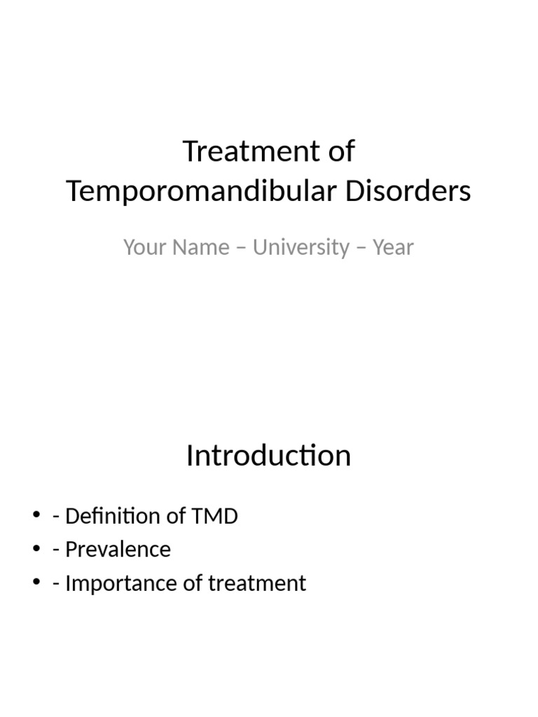 Treatment of TMD Presentation | PDF