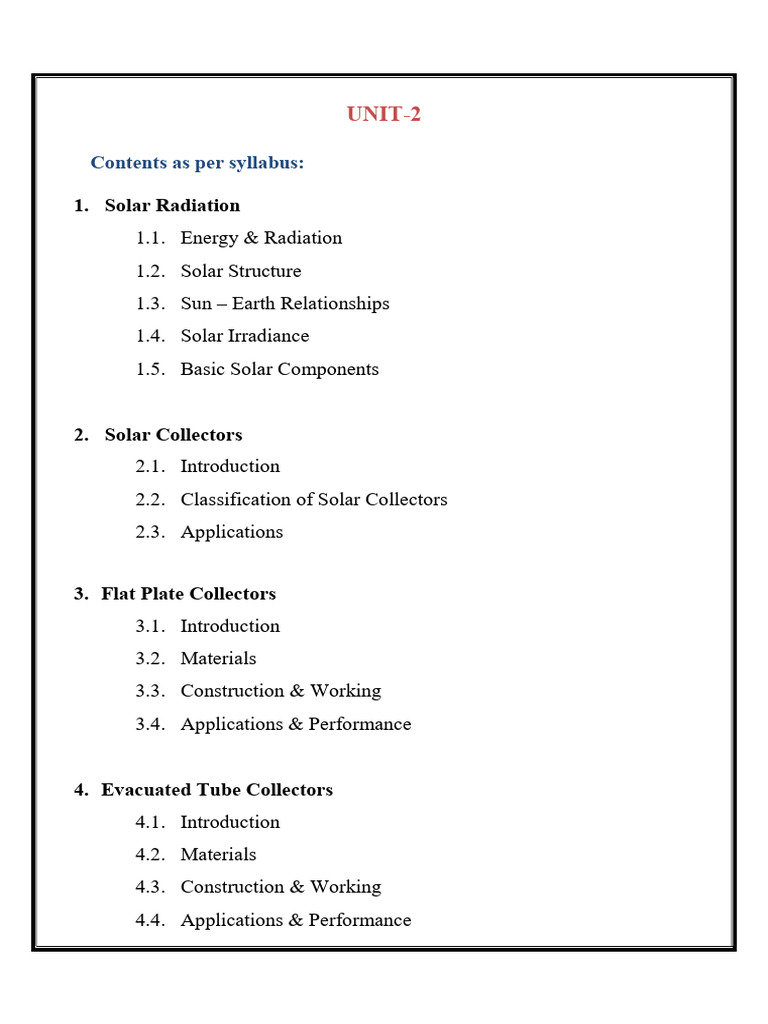 Unit-2 Energy Resources PDF of RES For 4th Year | PDF | Sun | Solar Energy