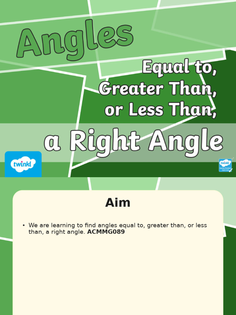 AU N 2549090 Angles Equal To Greater Than or Less Than A Right Angle ...