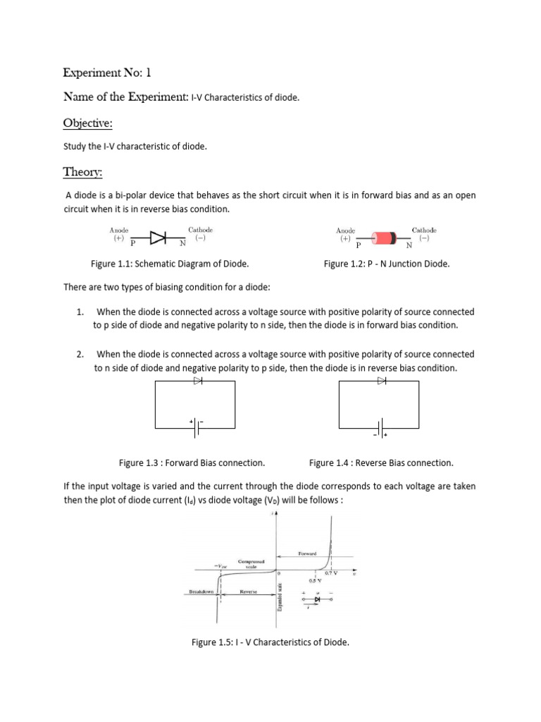 EEE 242 Experiment No 01 | PDF | Diode | P–N Junction