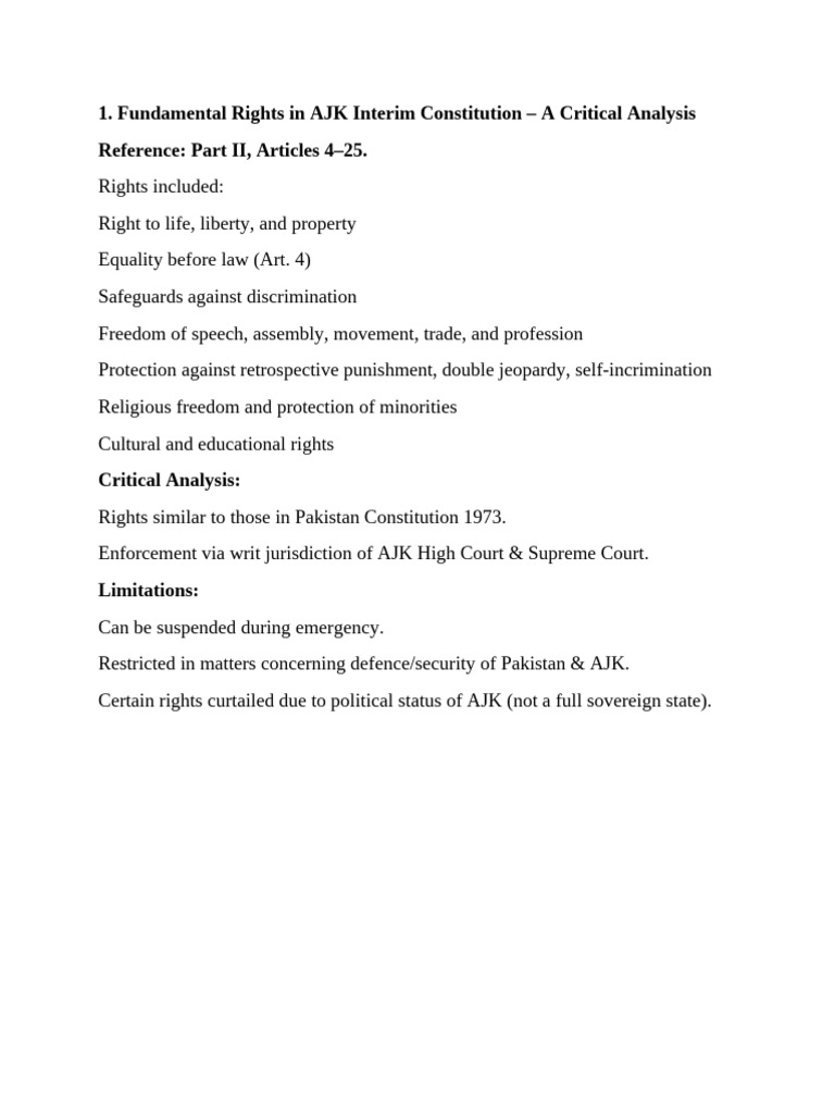 Fundamental Rights in AJK Interim Constitution | PDF | Judiciaries | Appeal