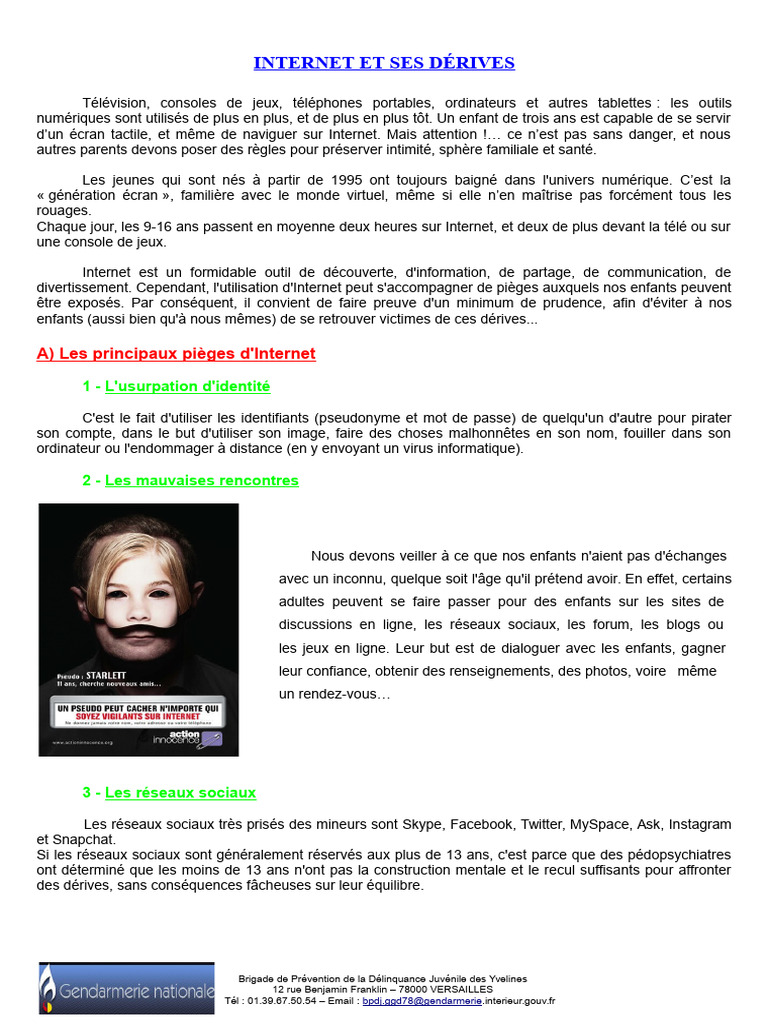Protéger les enfants des dangers d'Internet | PDF | Réseautage social ...