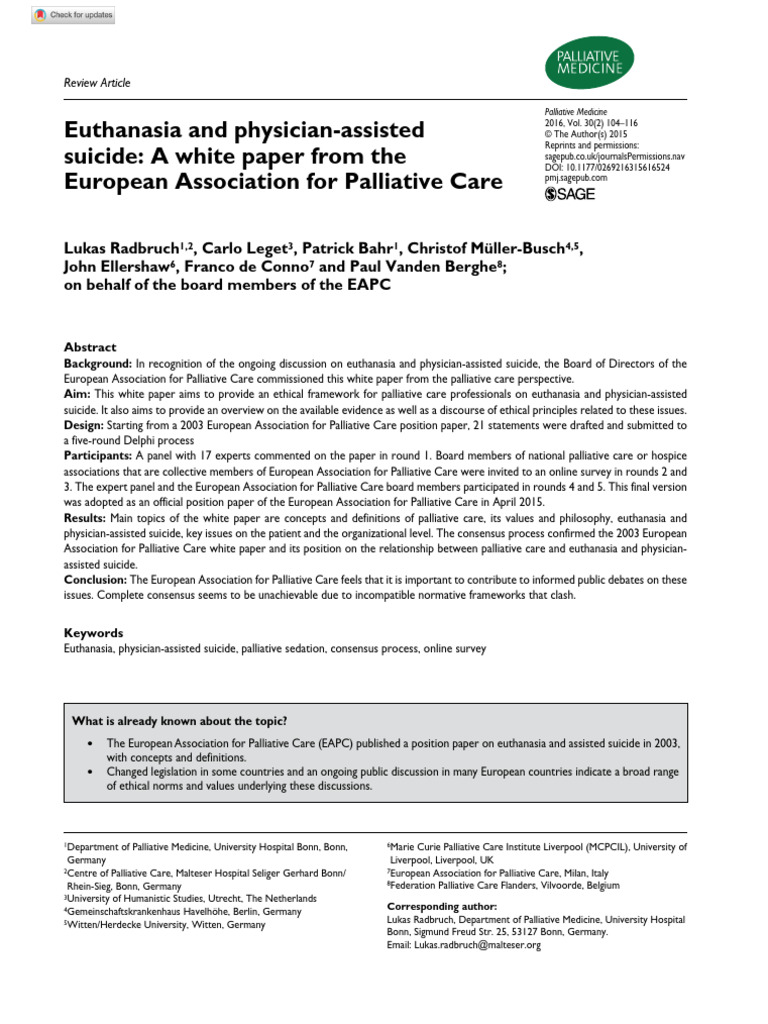 Euthanasia and Assisted Suicide in Palliative Care | PDF | Palliative ...