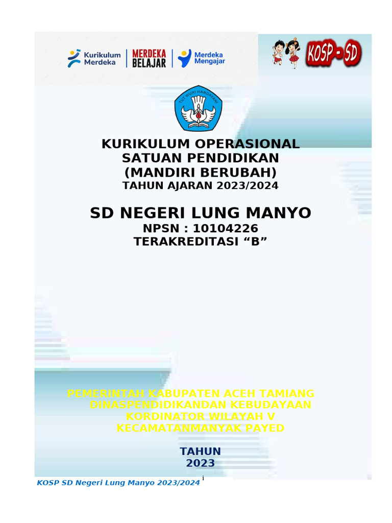 2. Dokumen 1 KOSP SDN lUNG MANYO TP 2023-2024 OK HALAMAN 7 BELUM OK | PDF