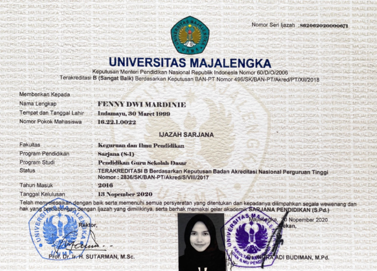 Ijazah S1 Fenny 2 | PDF