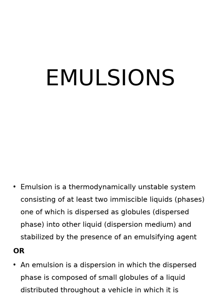 Emulsions | PDF | Emulsion | Surfactant