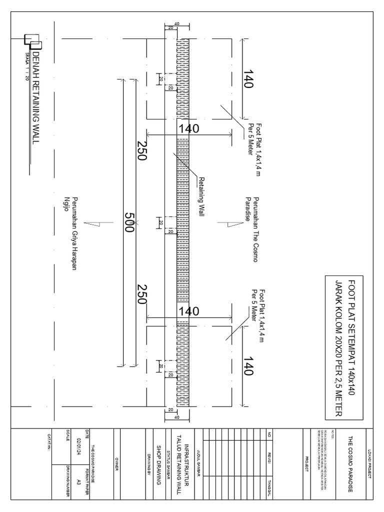 Retaining Wall Shop Drawing for The Cosmo | PDF