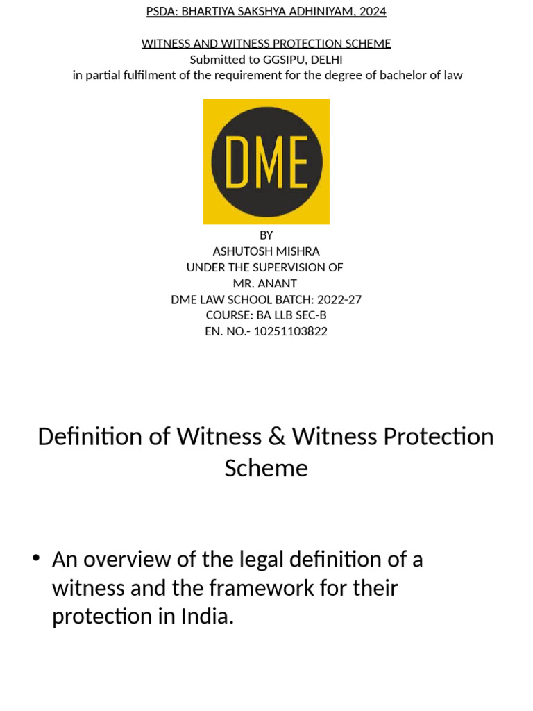 Witness Protection Scheme | PDF | Witness | Legal Procedure