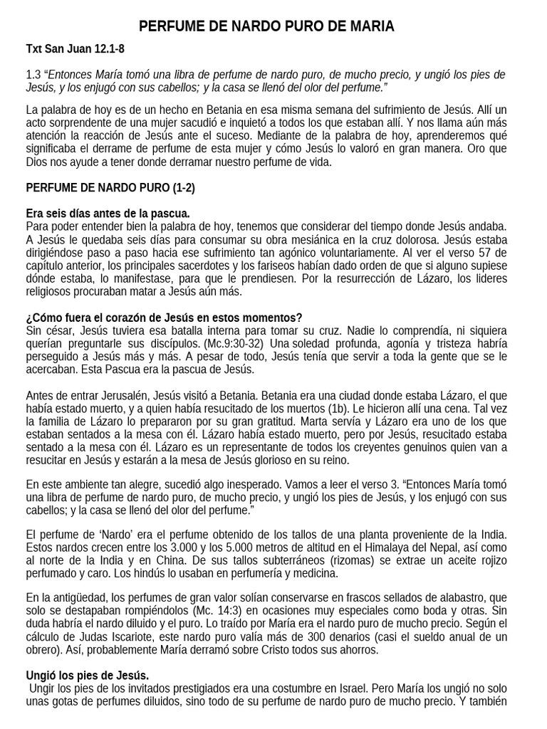 Perfume de Nardo Puro de Maria | PDF | Jesús | María, madre de Jesús