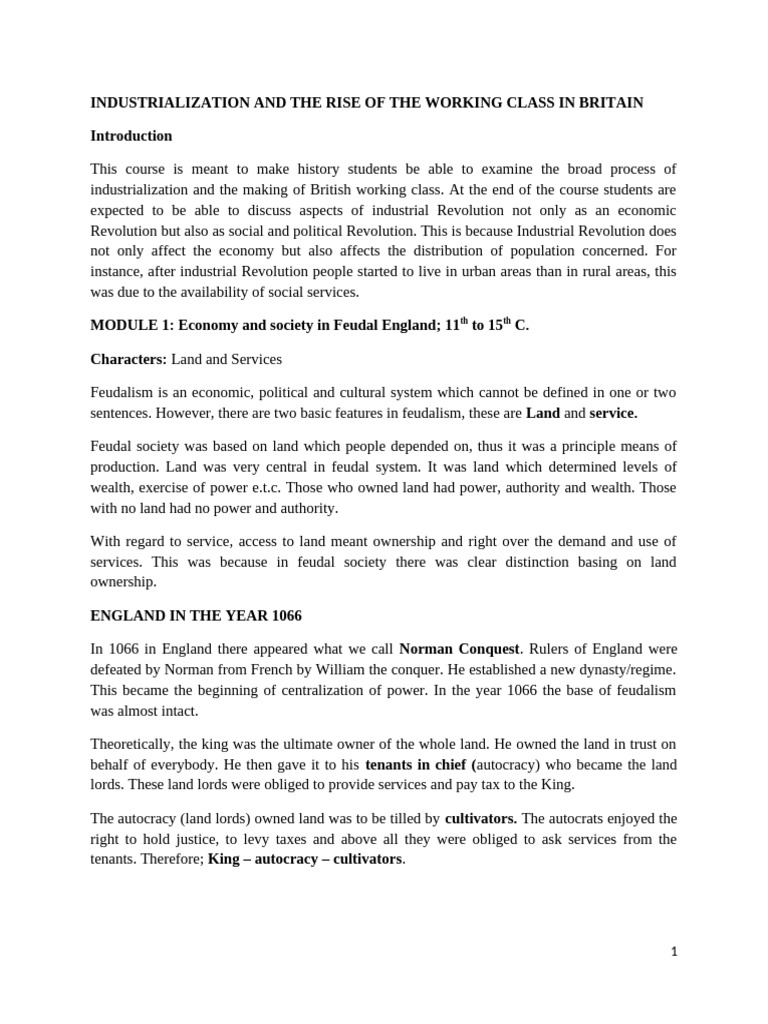 Industrialization and The Rise of The Working Class in Britain | PDF ...