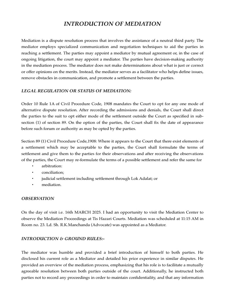 Understanding Mediation Process and Benefits | PDF | Mediation ...