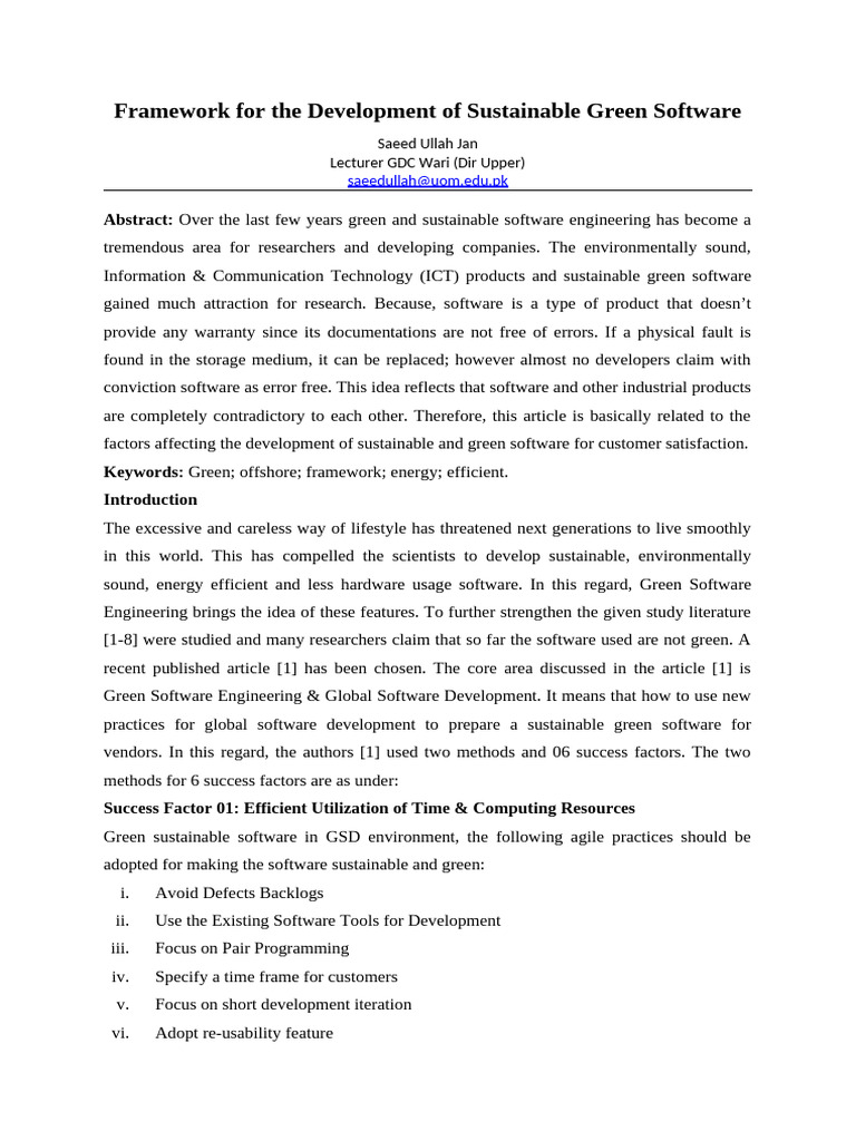 Green Software Development Life Cycle for Cloud Computing | PDF | Agile ...