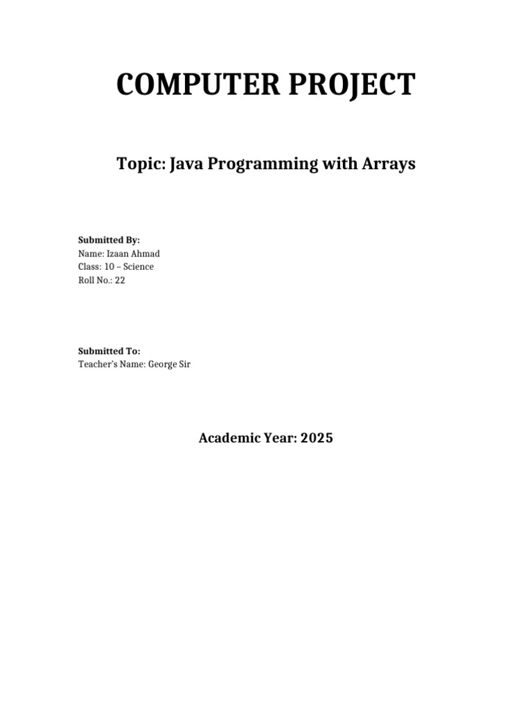 Computer Project Title Page | PDF