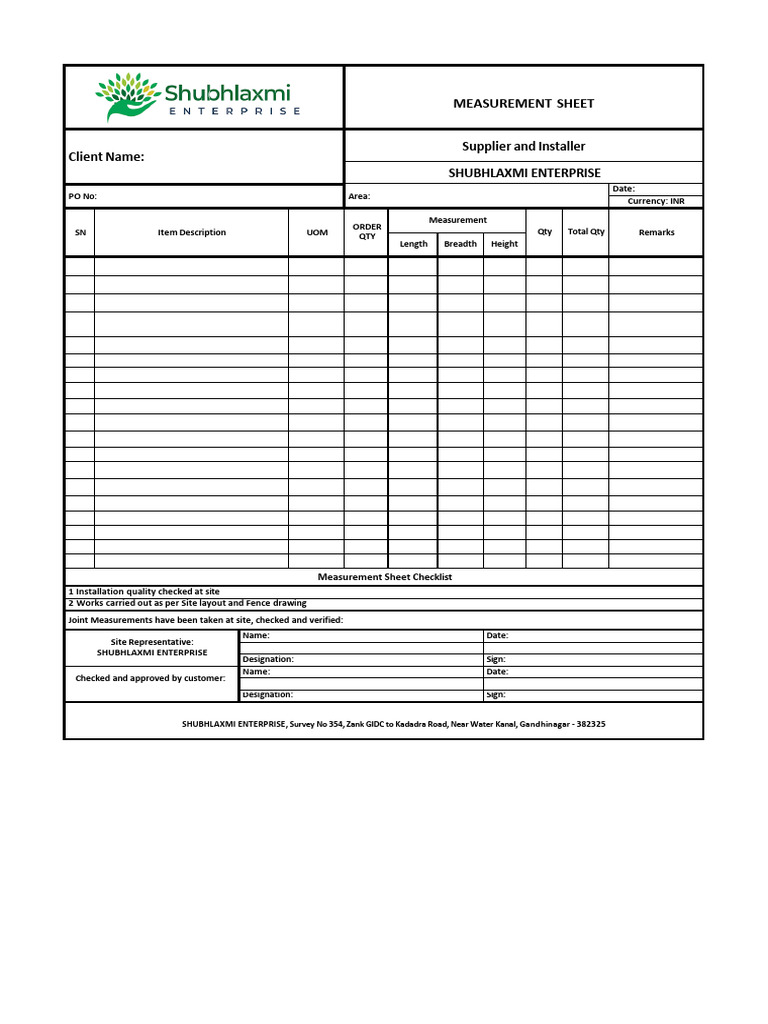 Fencing Measurement Sheet | PDF