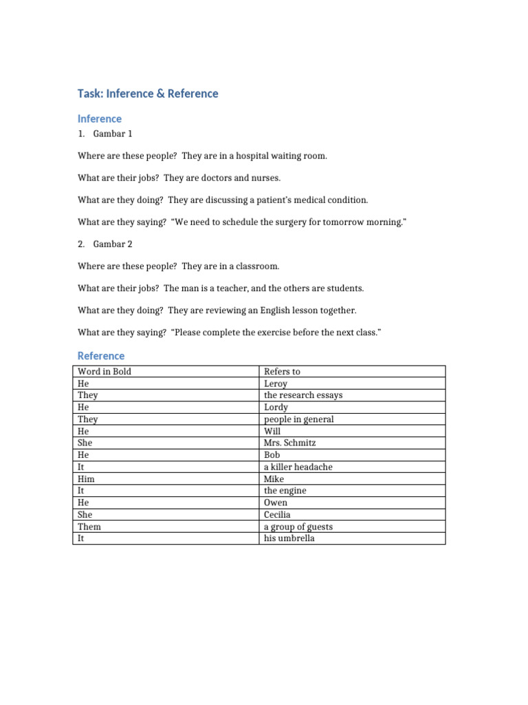 Inference Reference Task | PDF