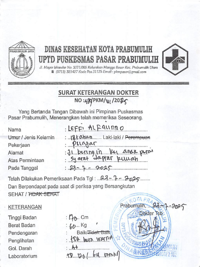 Surat Ket Tidak Buta Warna | PDF