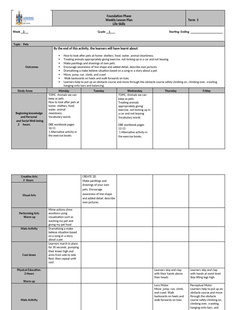 Grade 1 Life Skills: Caring for Pets | PDF | Learning