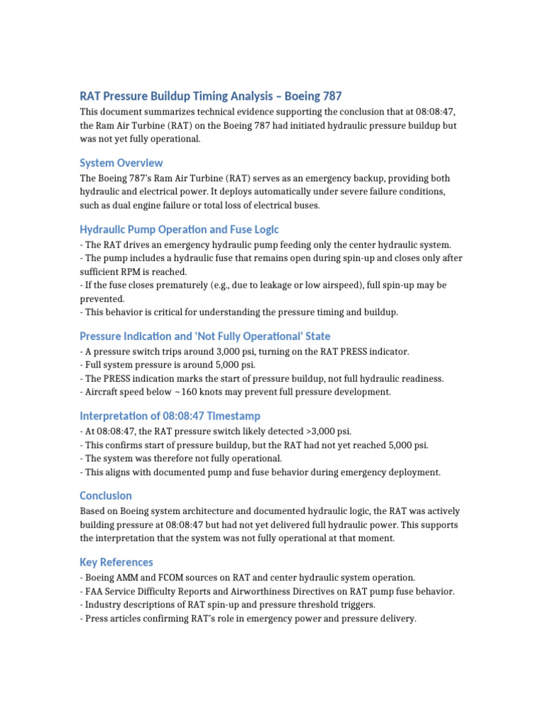 RAT Pressure Buildup in Boeing 787 | PDF