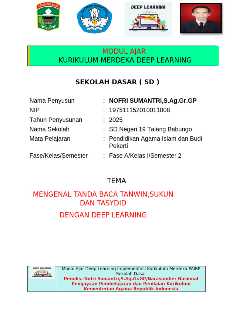 MODUL AJAR DEEP LEARNING KELAS 1 BAB 6 PAI 2025 MENGENAL TANDA BACA ...