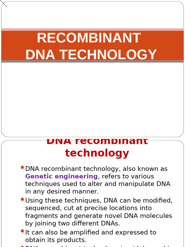 Understanding Recombinant DNA Technology | PDF | Polymerase Chain ...