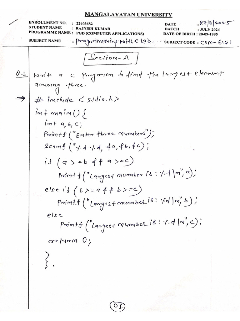 Programming With C Lab | PDF