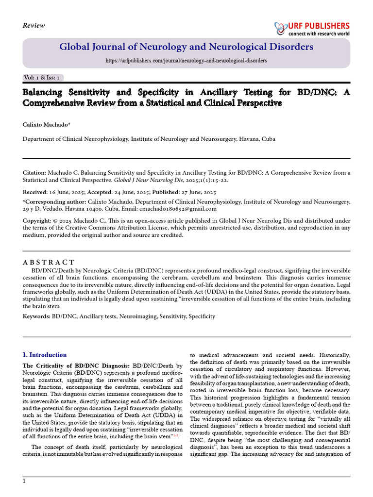 Sensitivity vs Specificity in BD/DNC Testing | PDF | Magnetic Resonance ...