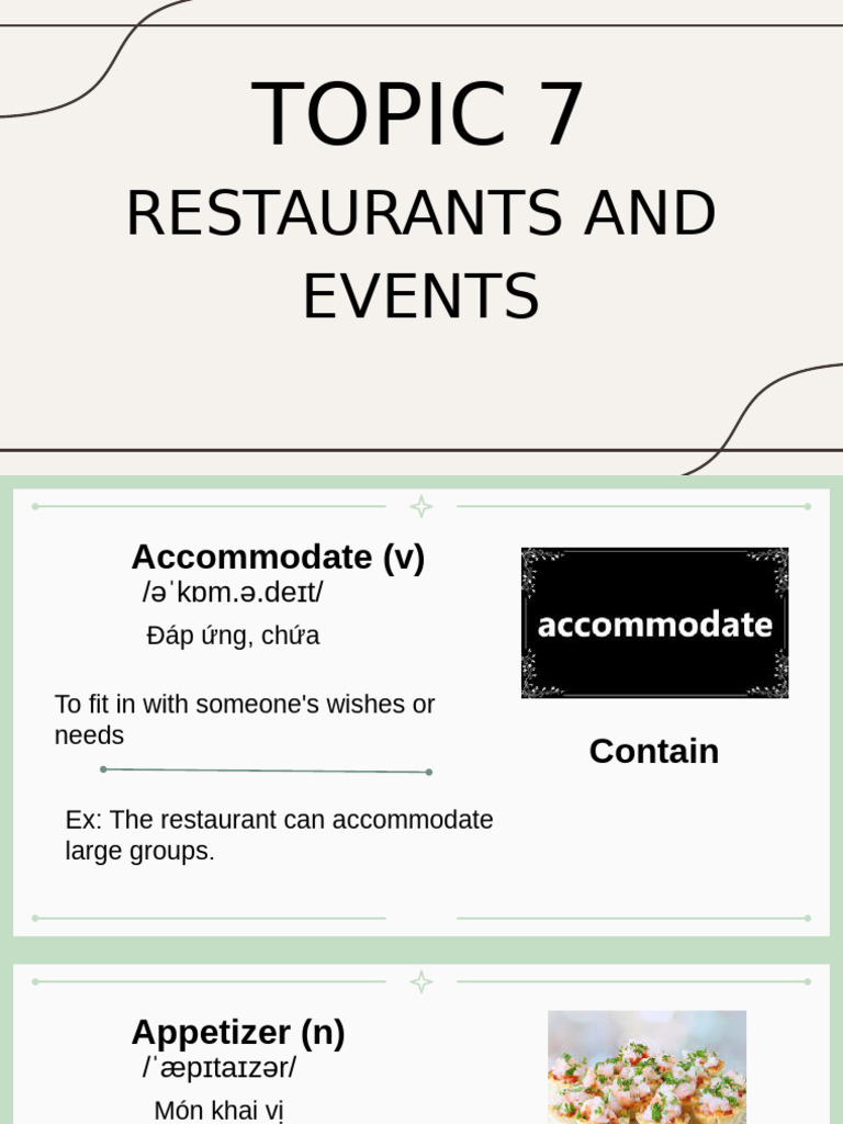 Restaurant Vocabulary Guide | PDF | Desserts | Meal