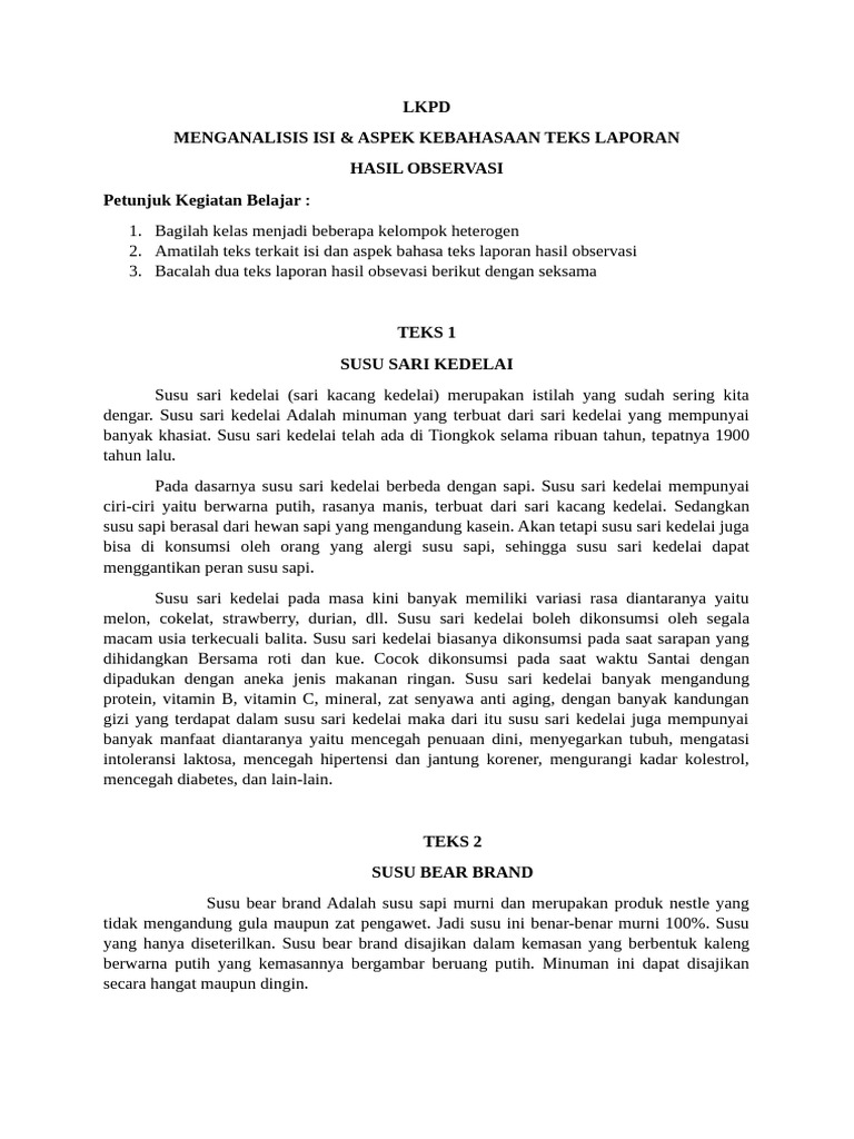 LKPD Bindo Kelas X | PDF