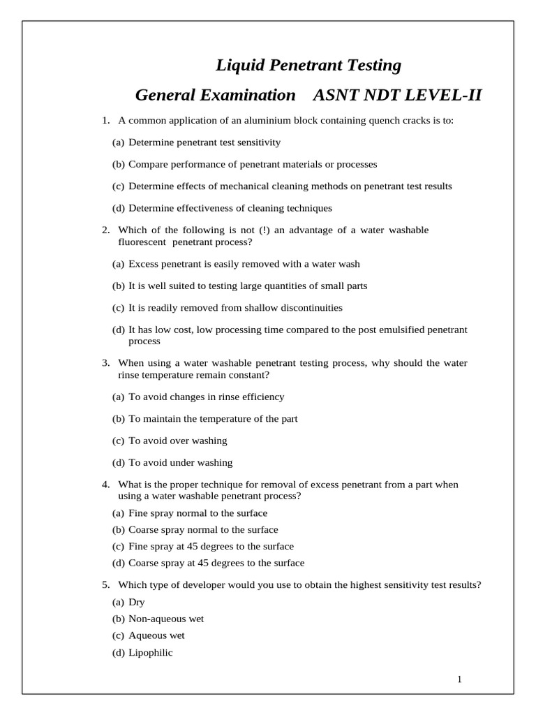 Liquid Penetrant Testing: ASNT NDT Level II | PDF | Secondary Sector Of ...