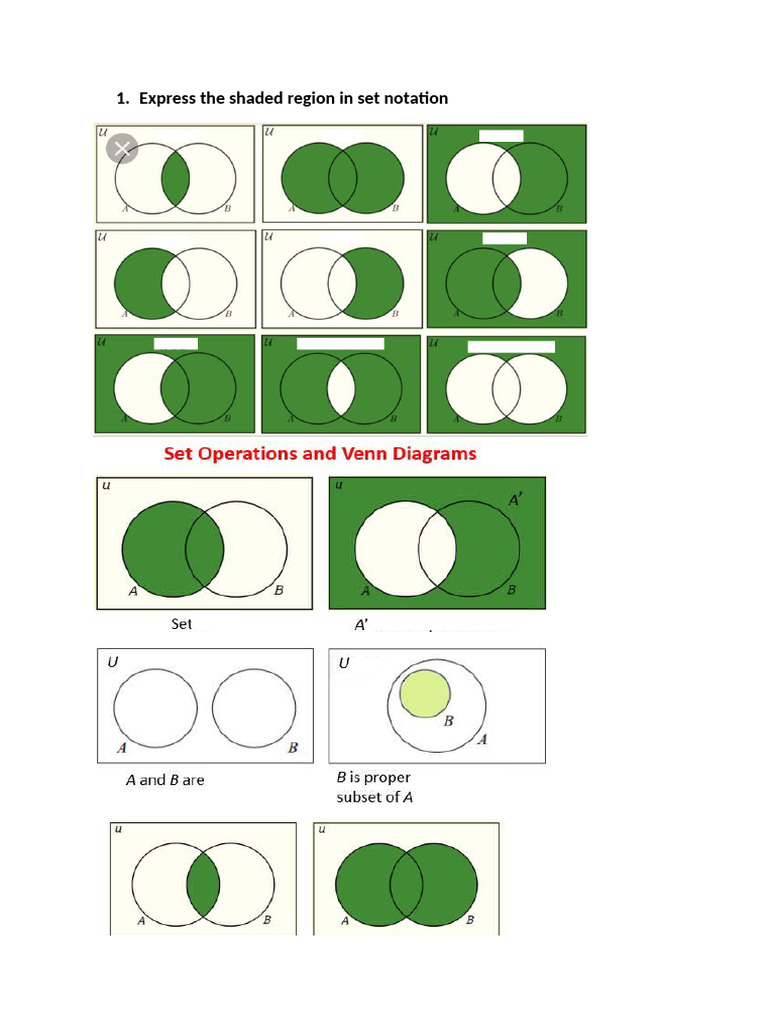 Express The Shaded Region in Set Notation | PDF