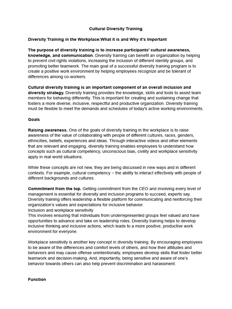 Workplace Cultural Diversity Training | PDF | Social Psychology ...
